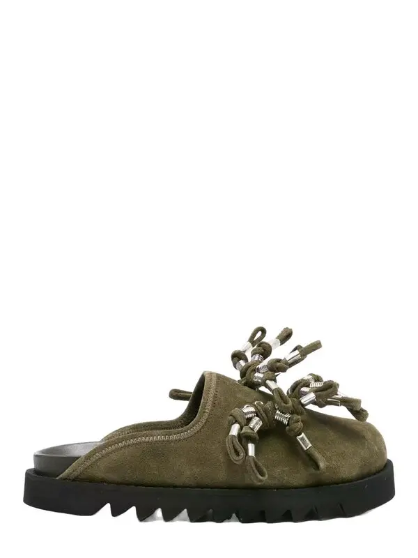 TOGA VIRILIS Knotted Detail Suede Mules - Green