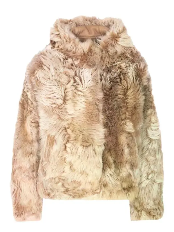 YVES SALOMON Hooded Lamb Fur Jacket - Neutrals