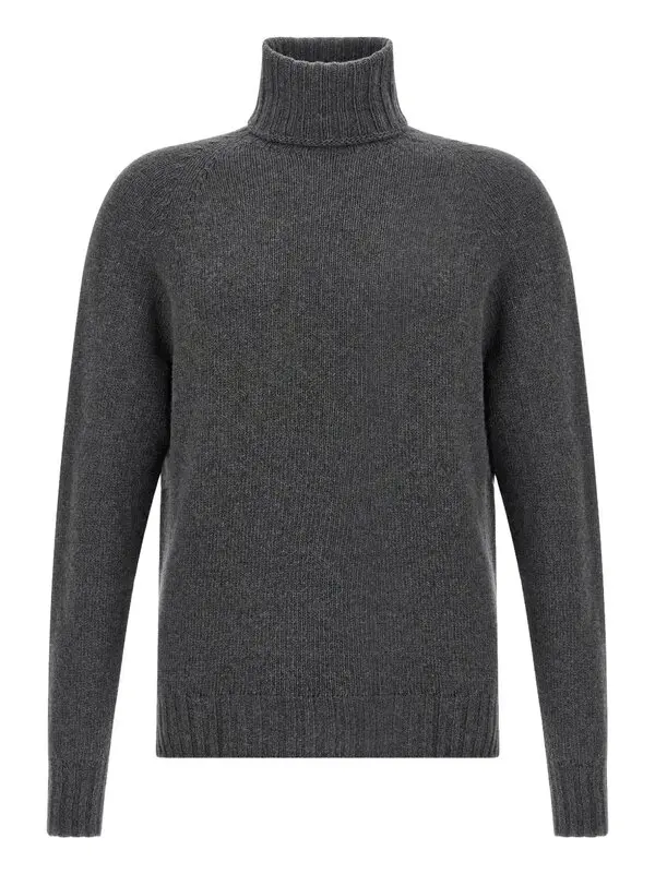 MA'RY'YA High-neck Cuffed-sleeve Sweater - Grey