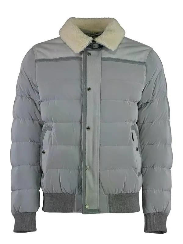 MOORER Down Jacket With Shearling Collar - Grey