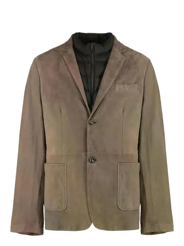 MOORER Lapel Collar Jacket - Brown