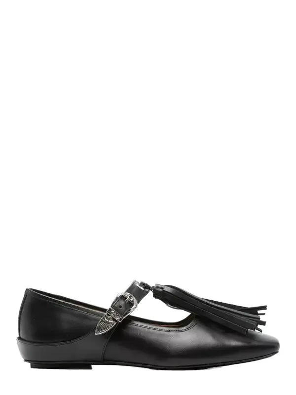 Toga Buckle-fastening Ballet Flats With Tassels - Black