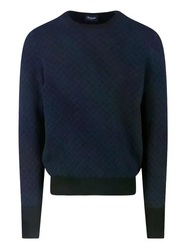 DRUMOHR Herringbone Cashmere Sweater - Blue