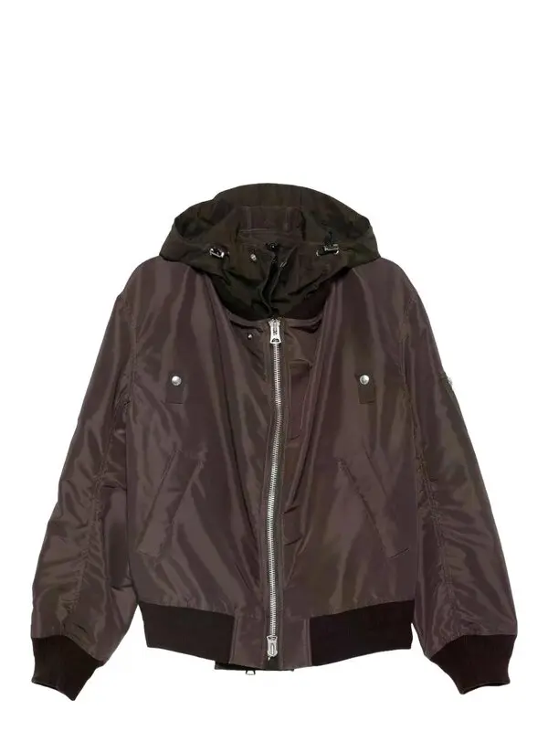 Sacai Hooded Zip-front Bomber Jacket - Brown