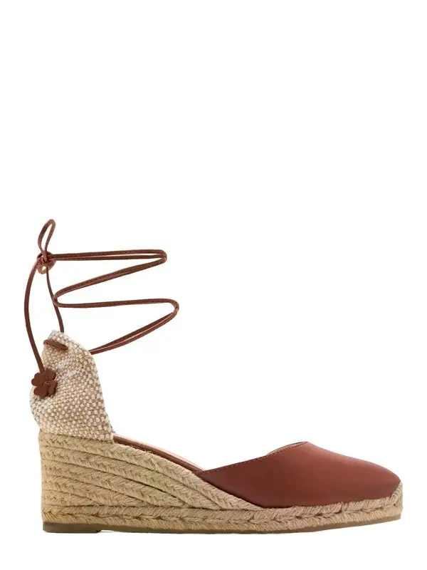 CastaÑer 70mm Carina Lace-up Wedge Espadrilles - Brown
