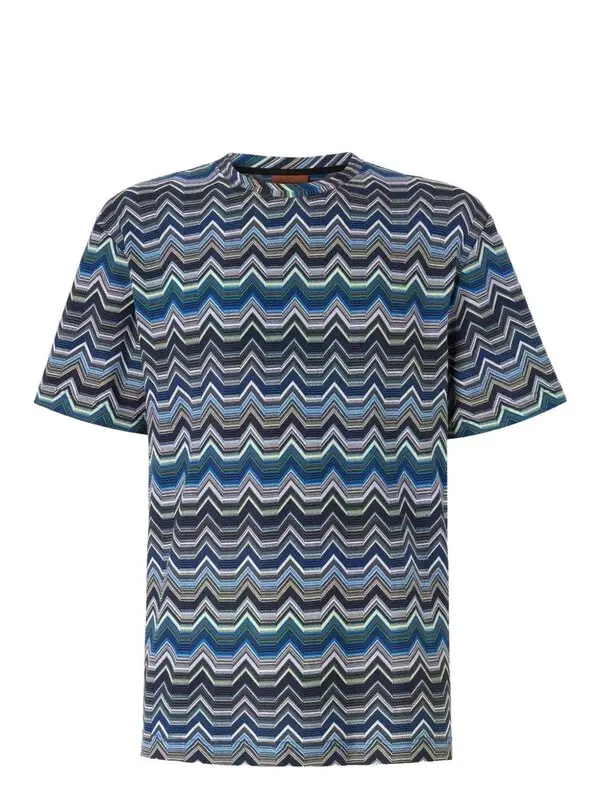 Missoni Chevron-pattern Short-sleeved T-shirt - Blue