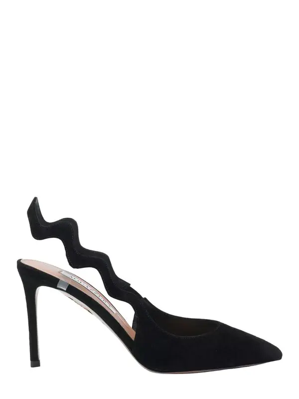 AQUAZZURA 85mm Artiste Sling Wave-detail Slingback Pumps - Black