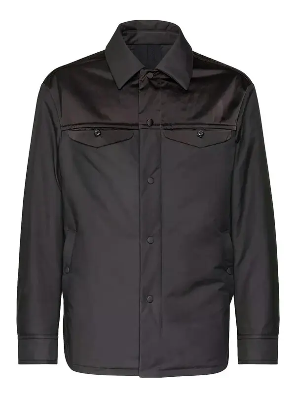 FERRAGAMO Satin-panel Shirt Jacket - Black