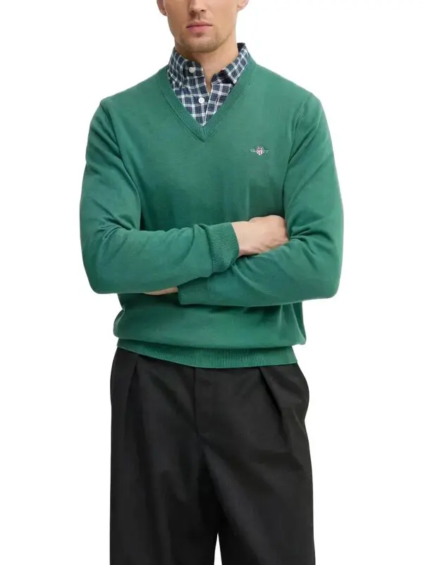 Gant V-neck Sweater With Logo - Green