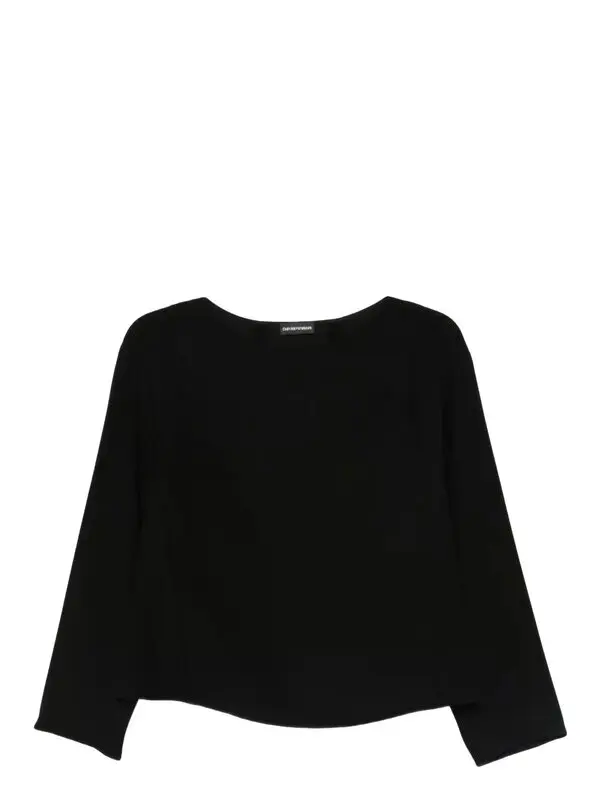 Emporio Armani Three-quarter-sleeve Cropped Top - Black