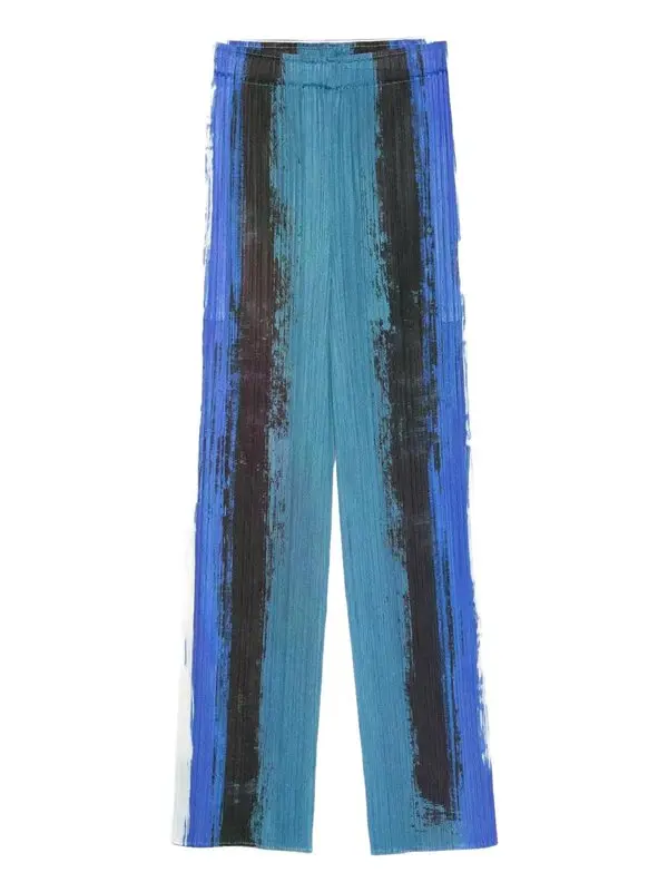 Issey Miyake Pleated Straight Leg Trousers - Blue