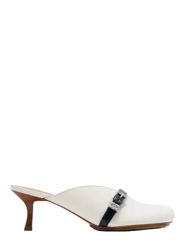 GANNI Buckle Heeled Mules - White