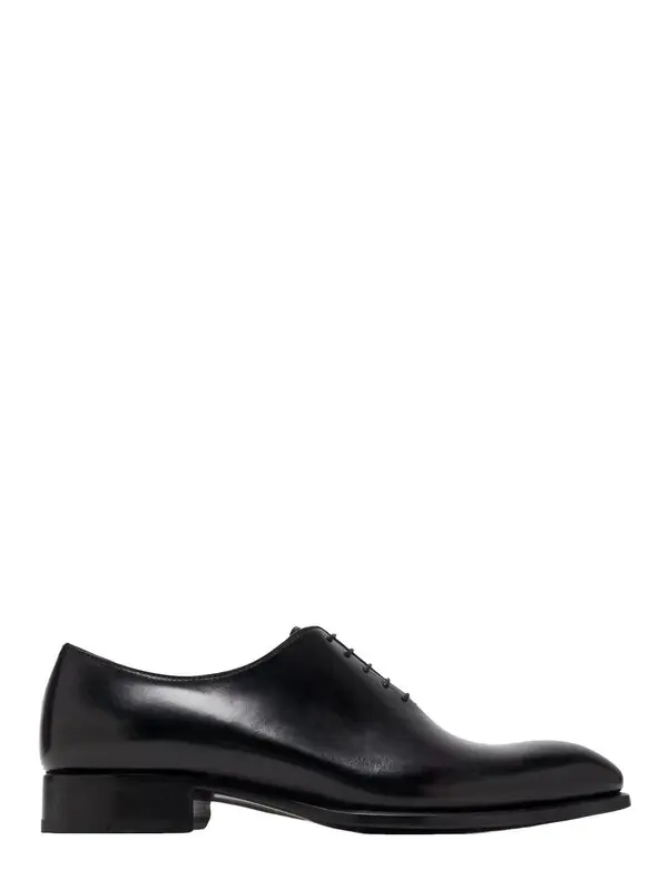 Brioni Leather Lace-up Oxford Shoes - Black
