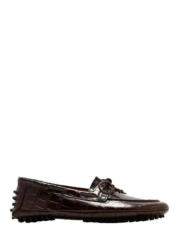 Le Monde Beryl Crocodile-effect Leather Loafers - Bro Coco Brown
