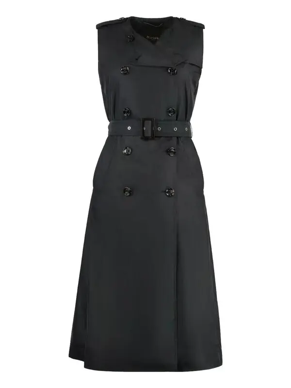 MOORER Sleeveless Belted Trench Coat - Black