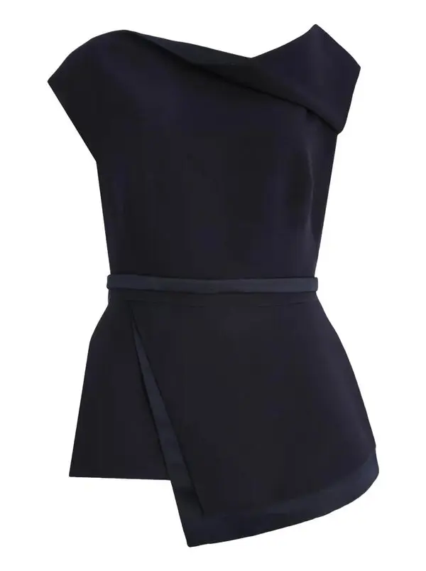 Safiyaa Farrah Asymmetric-hem Peplum Blouse - Blue