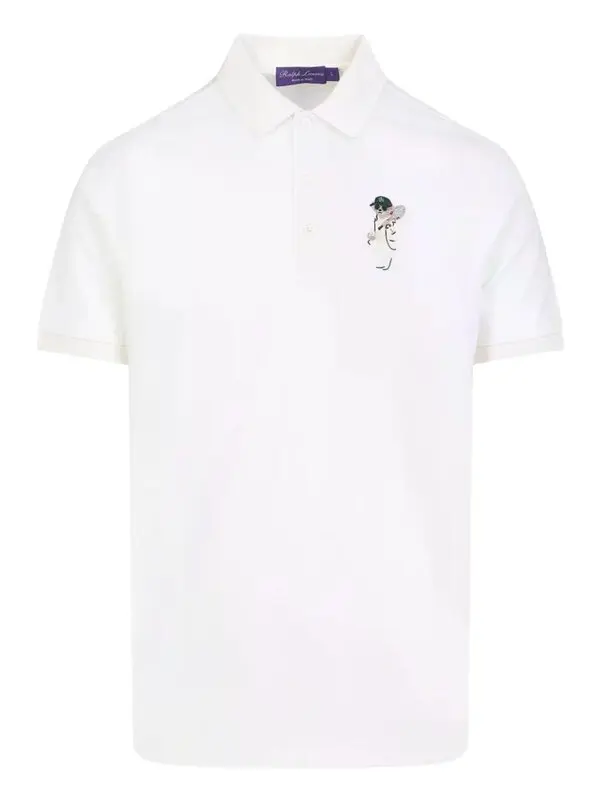 Ralph Lauren Purple Label Embroidered-bear Polo Shirt - White