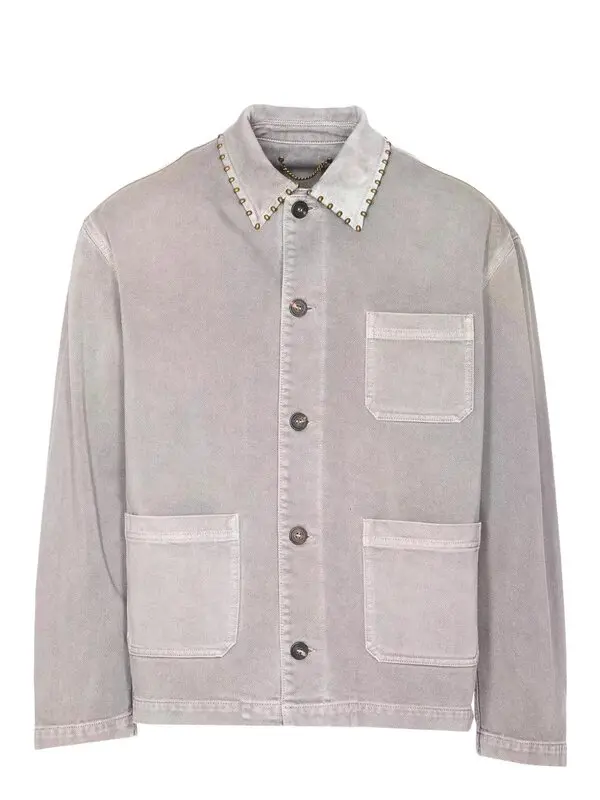 GOLDEN GOOSE Stud-embellished Denim Shirt - Grey