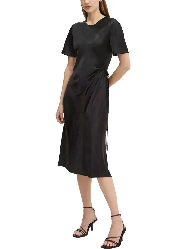 Marc O'polo Tie-side Short-sleeve Midi Dress - Black