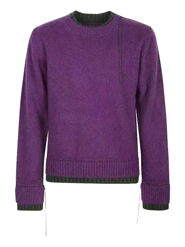Sacai Double-layered Ribbed Sweater - Purple