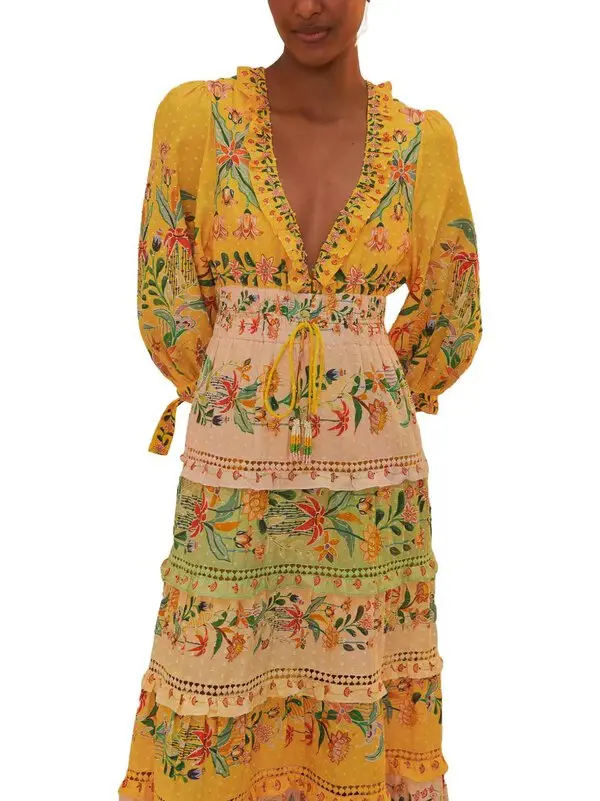 Farm Rio Floral-pattern Maxi Dress - Yellow