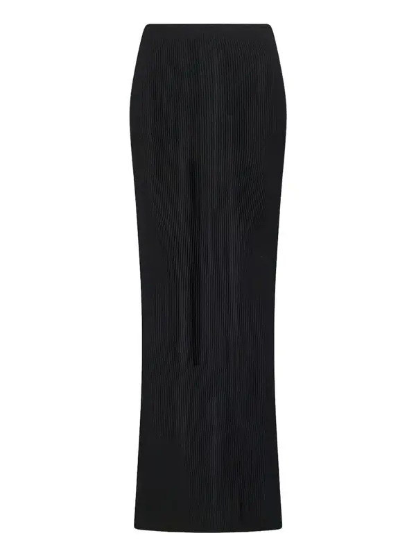 CANESSA Ribbed Cashmere Midi Skirt - Black