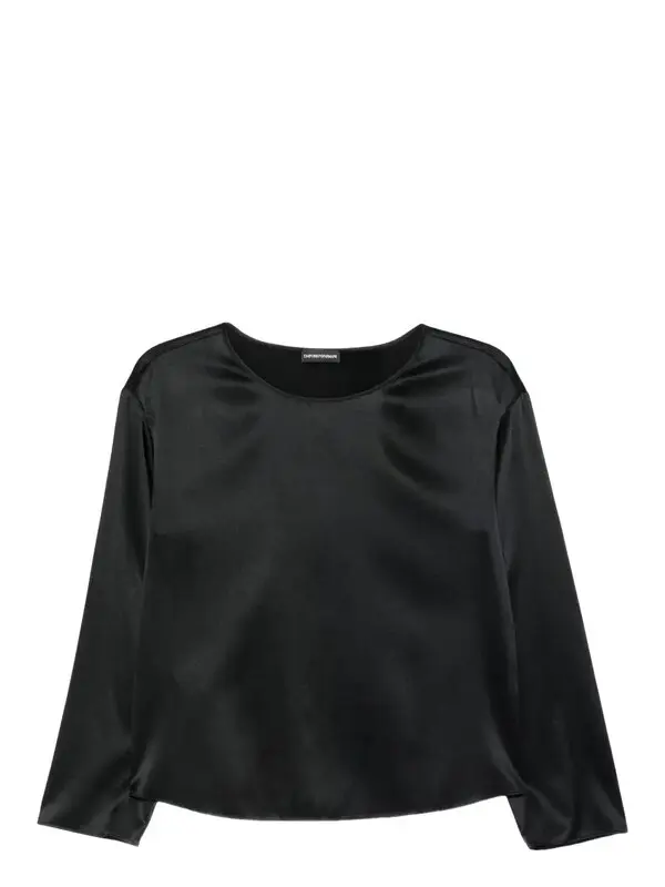 Emporio Armani Satin Three-quarter-sleeve Top - Black