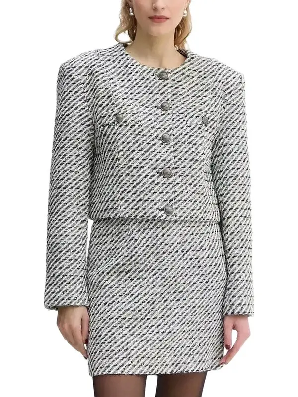 GESTUZ Tweed Button-detailed Jacket - White