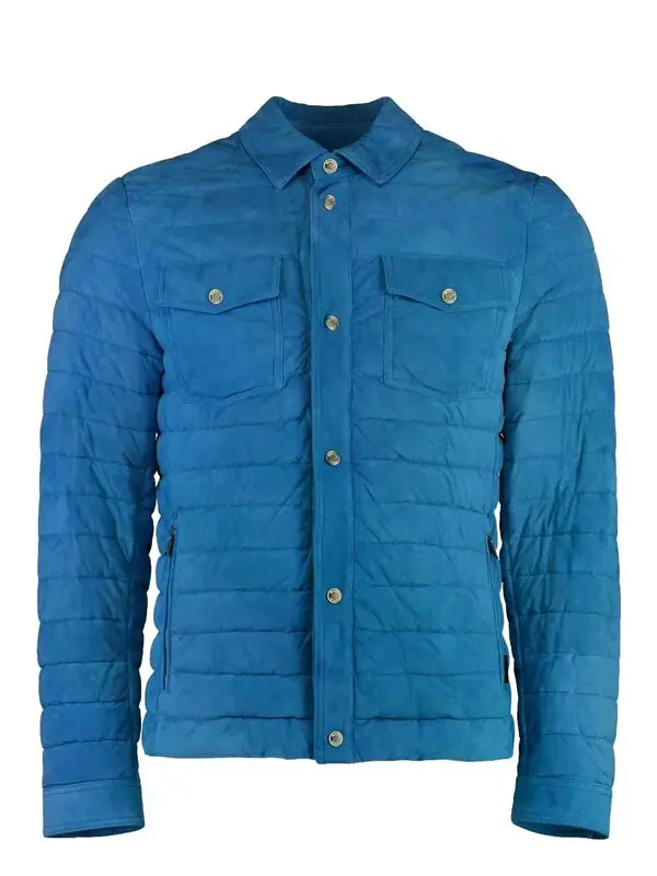 MOORER Suede Quilted Jacket - Blue