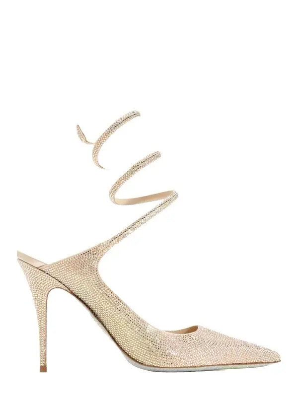 Rene Caovilla 80mm Crystal-embellished Spiral-strap Pumps - Gold
