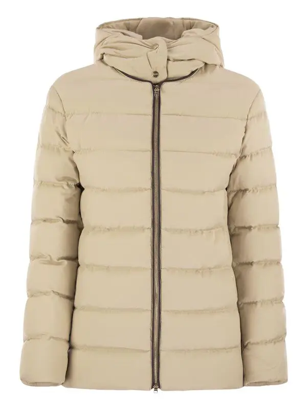 Herno Medium Down Jacket With Hood - Beige