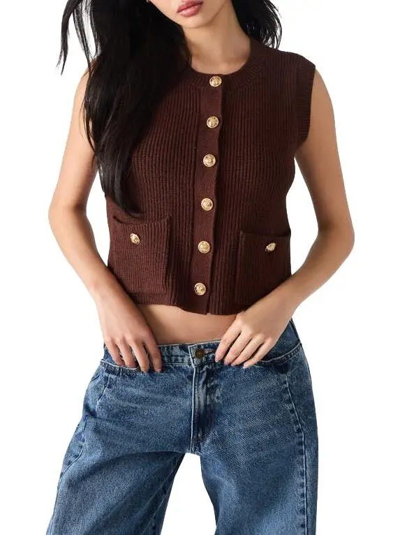 Steve Madden Aliya Sweater Vest - Chocolate