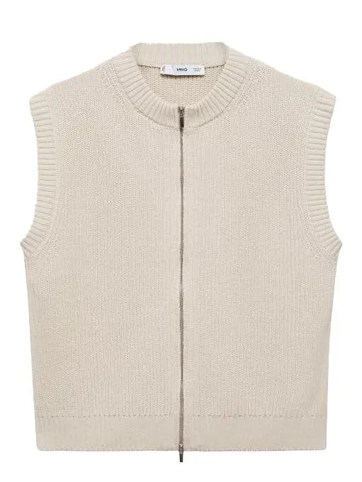 Mango Ribbed Knit Vest - Ice Grey