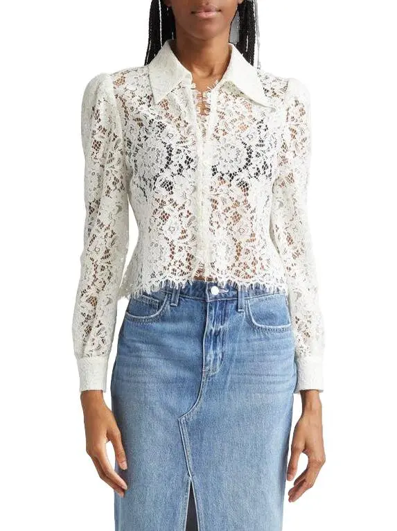 L'Agence Anita Lace Shirt - Ivory