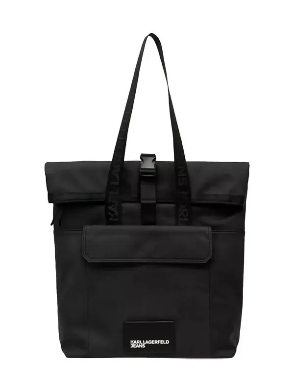 Karl Lagerfeld Logo-plaque Roll-top Tote Bag - Black