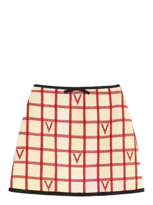 Valentino Garavani Grid-patterned Mini Skirt - Neutrals