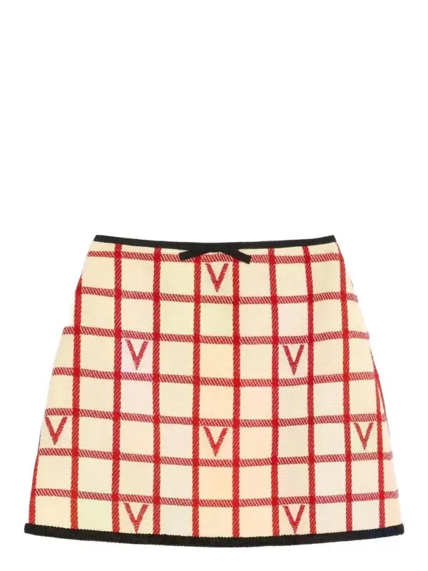 Valentino Garavani Grid-patterned Mini Skirt - Neutrals