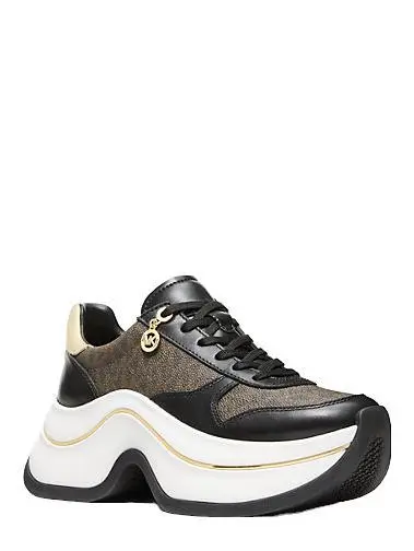 Michael Kors Arla Leather And Suede Trainer - Brown