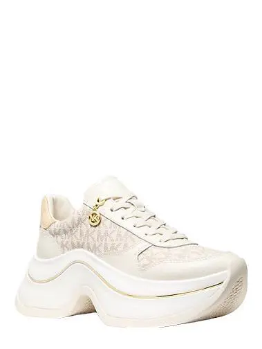 Michael Kors Arla Leather And Suede Trainer - Natural