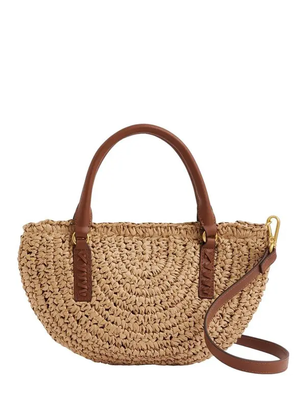 REISS Woven Top Handle Bag - Natural