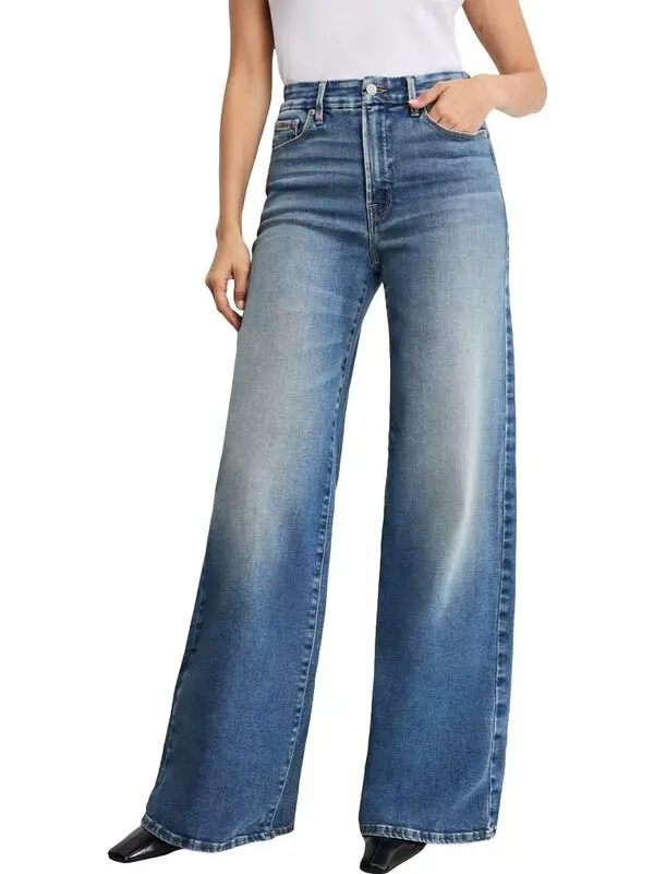 Good American High Waist Wide Leg Palazzo Jeans - Indigo986