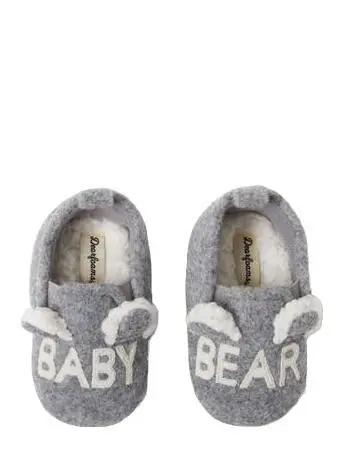 DEARFOAMS Casey Baby Bear Scuff Slipper - Light Heather Grey