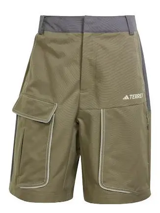 Adidas Xploric Pleated Pocket Shorts - Olive Strata Grey Six