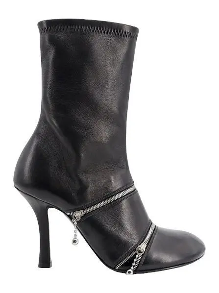 Burberry Zip-detailed Peep Toe Ankle Boots - Black