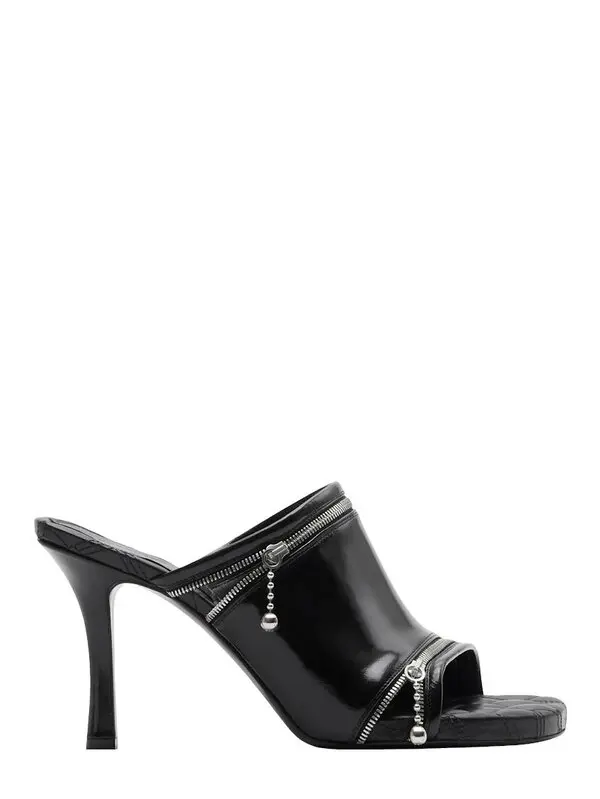 Burberry Peep 85mm Leather Sandals - Black
