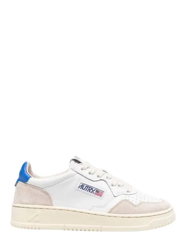 AUTRY Medalist Leather Low Top Sneakers - White/blue/beige