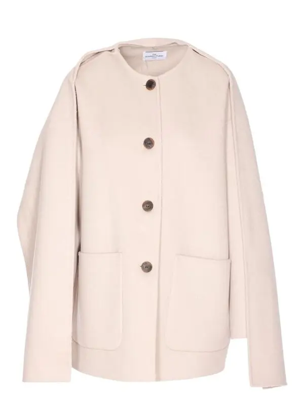 THE DYNAMIS STUDIO Buttoned Wool Coat With Removable Scarf - White