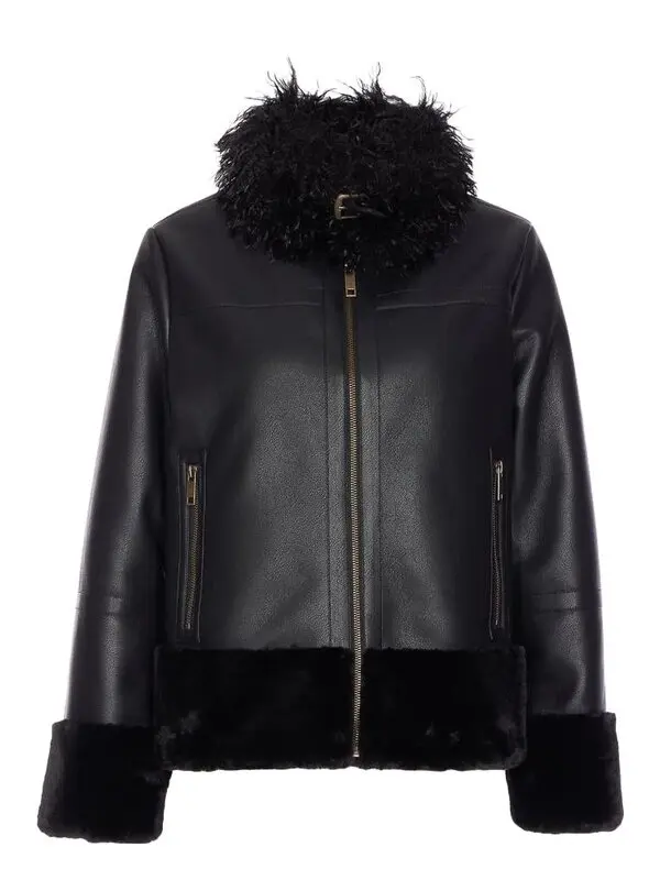 TWINSET Jacket With Faux Fur Detail - Black