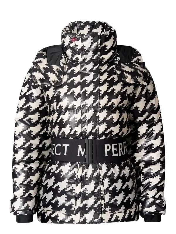 Perfect Moment Cortina Down Parka Jacket - Black-white-houndstooth-print