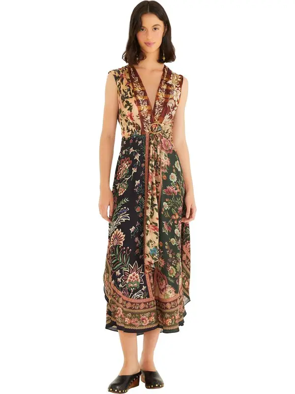 Farm Rio Mixed Winter Garden Sleeveless Maxi Dress - Winter Garden Mix